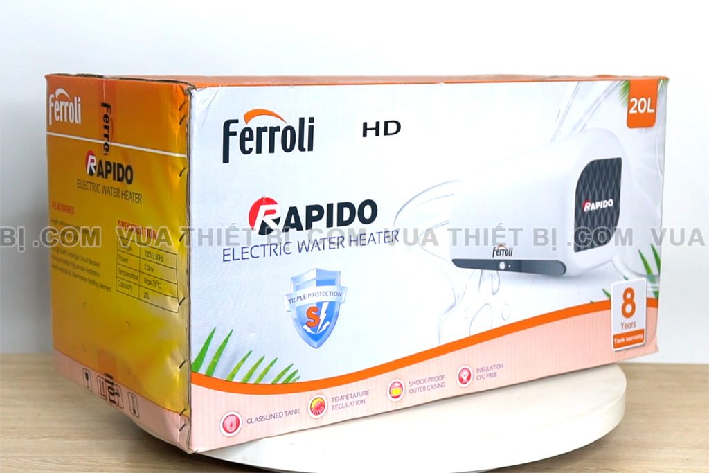 Bình nóng lạnh FERROLI RAPIDO HD 30L lít ngang gián tiếp giá tốt nhất!