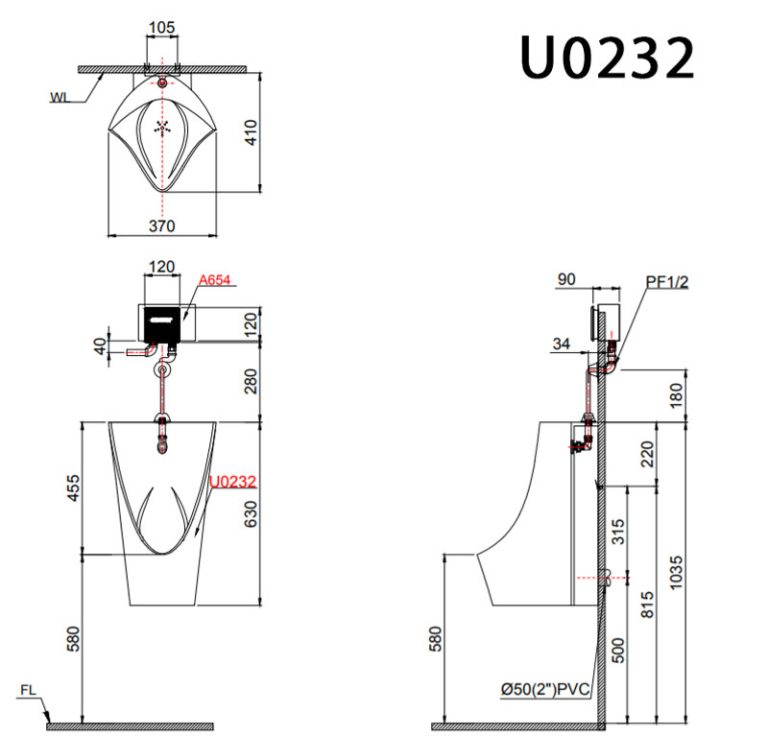 Bồn tiểu nam CAESAR U0232 treo tường | VUA THIẾT BỊ .COM