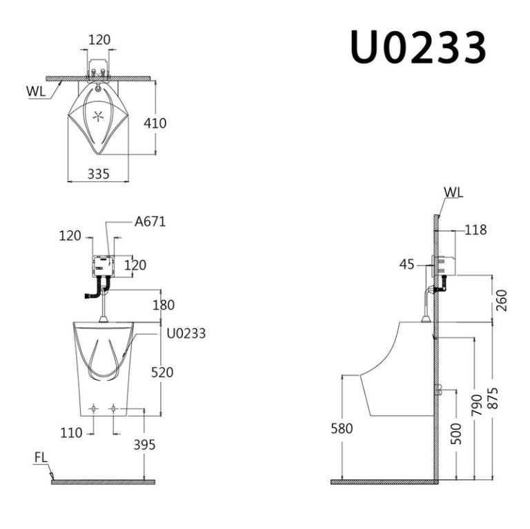 Bồn tiểu nam CAESAR U0233 treo tường | VUA THIẾT BỊ .COM