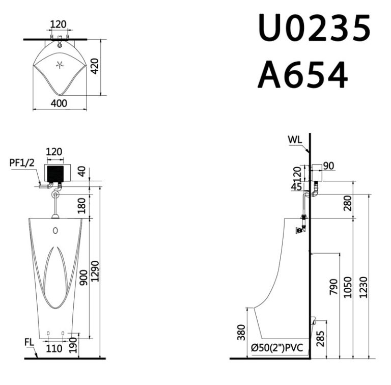 Bồn tiểu nam CAESAR U0235 treo tường | VUA THIẾT BỊ .COM