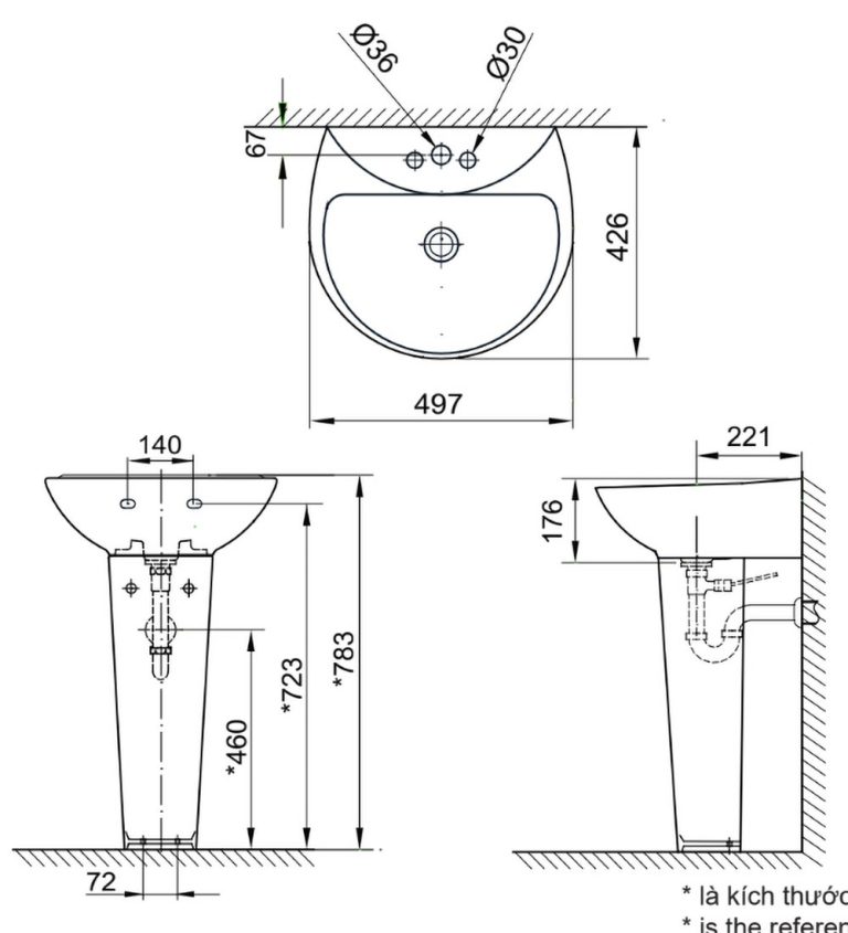 Chậu lavabo treo tường INAX L-285V L-288VD chân dài | VUA THIẾT BỊ .COM