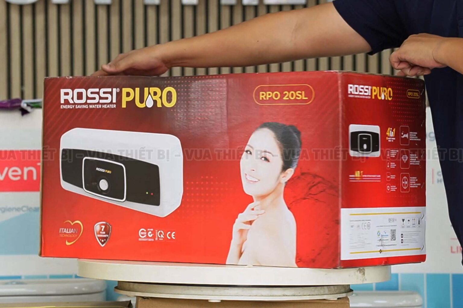 Bình nóng lạnh Rossi PURO 20L lít ngang RPO 20SL gián tiếp 2500w | VUA THIẾT BỊ .COM
