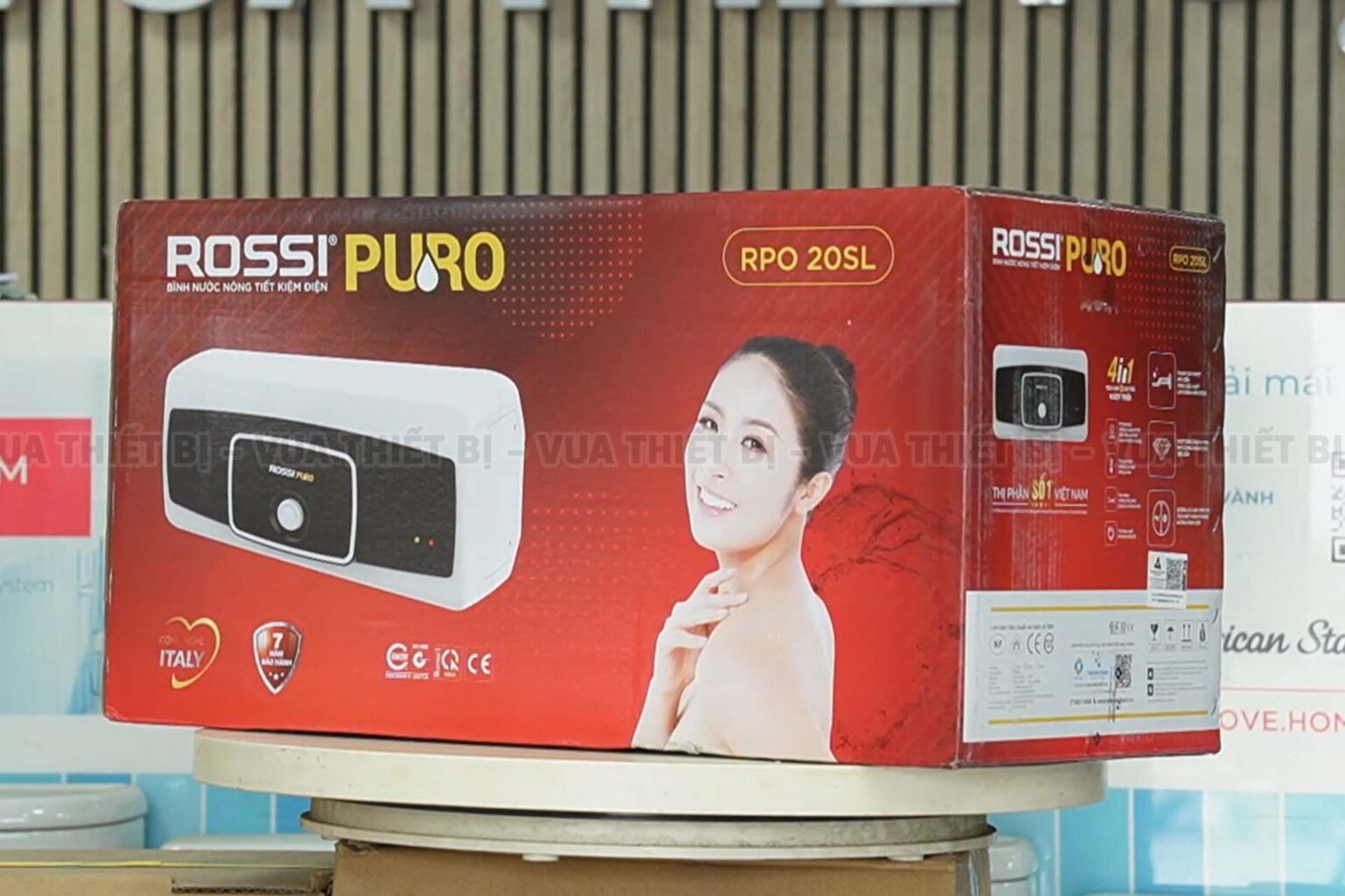 Bình nóng lạnh Rossi PURO 20L lít ngang RPO 20SL gián tiếp 2500w | VUA THIẾT BỊ .COM