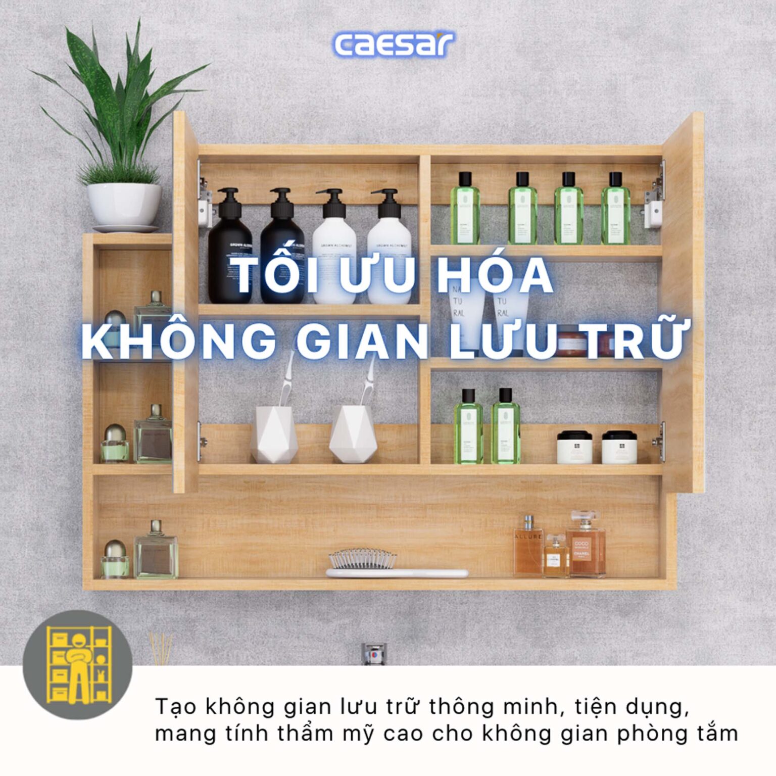 Tủ gương CAESAR EM01100W7V | VUA THIẾT BỊ .COM