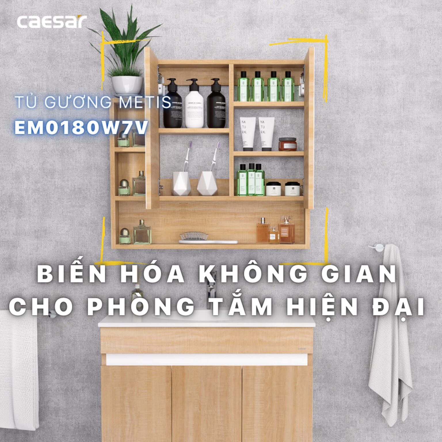 Tủ gương CAESAR EM0180W7V | VUA THIẾT BỊ .COM