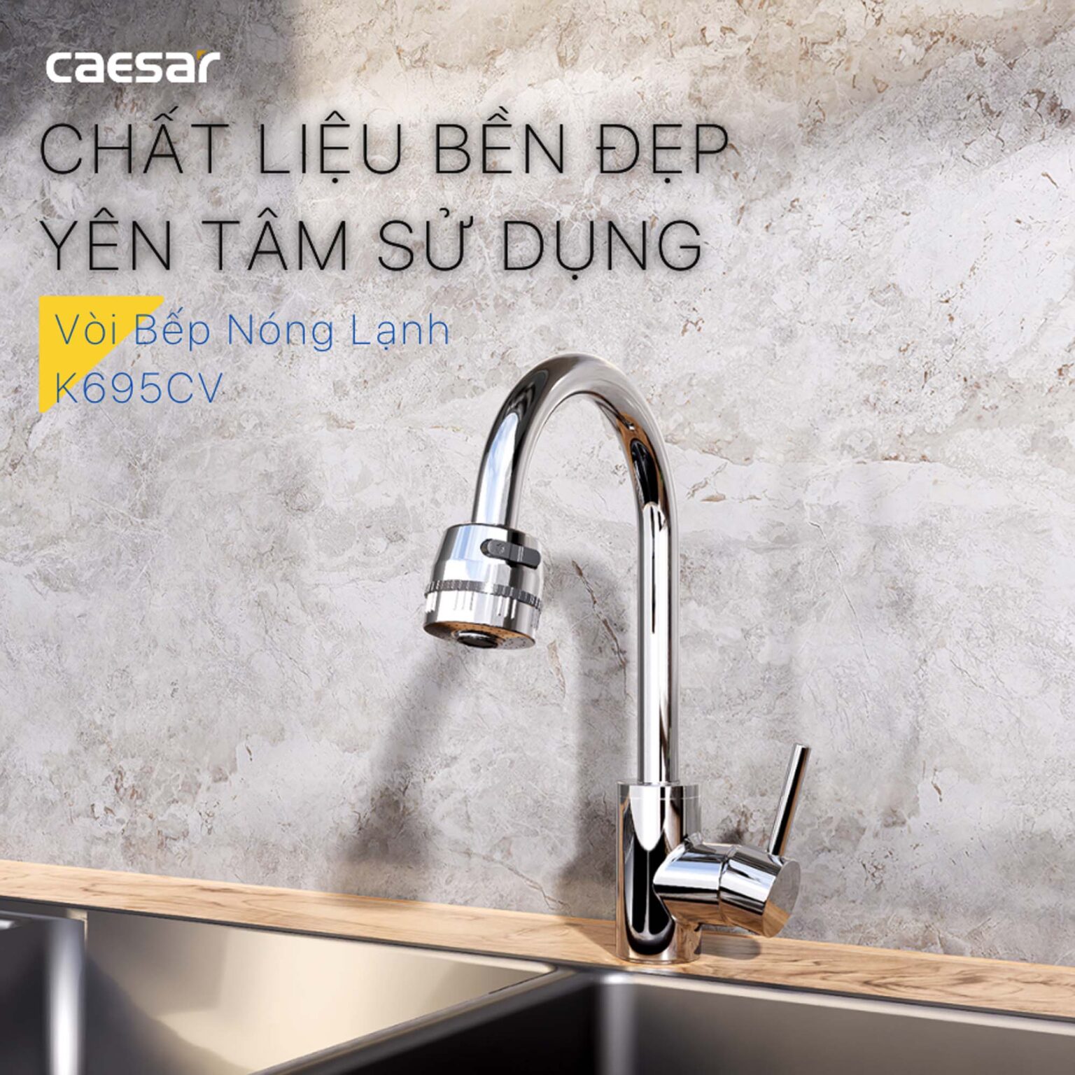 Vòi rửa bát CAESAR K695CV nóng lạnh | VUA THIẾT BỊ .COM