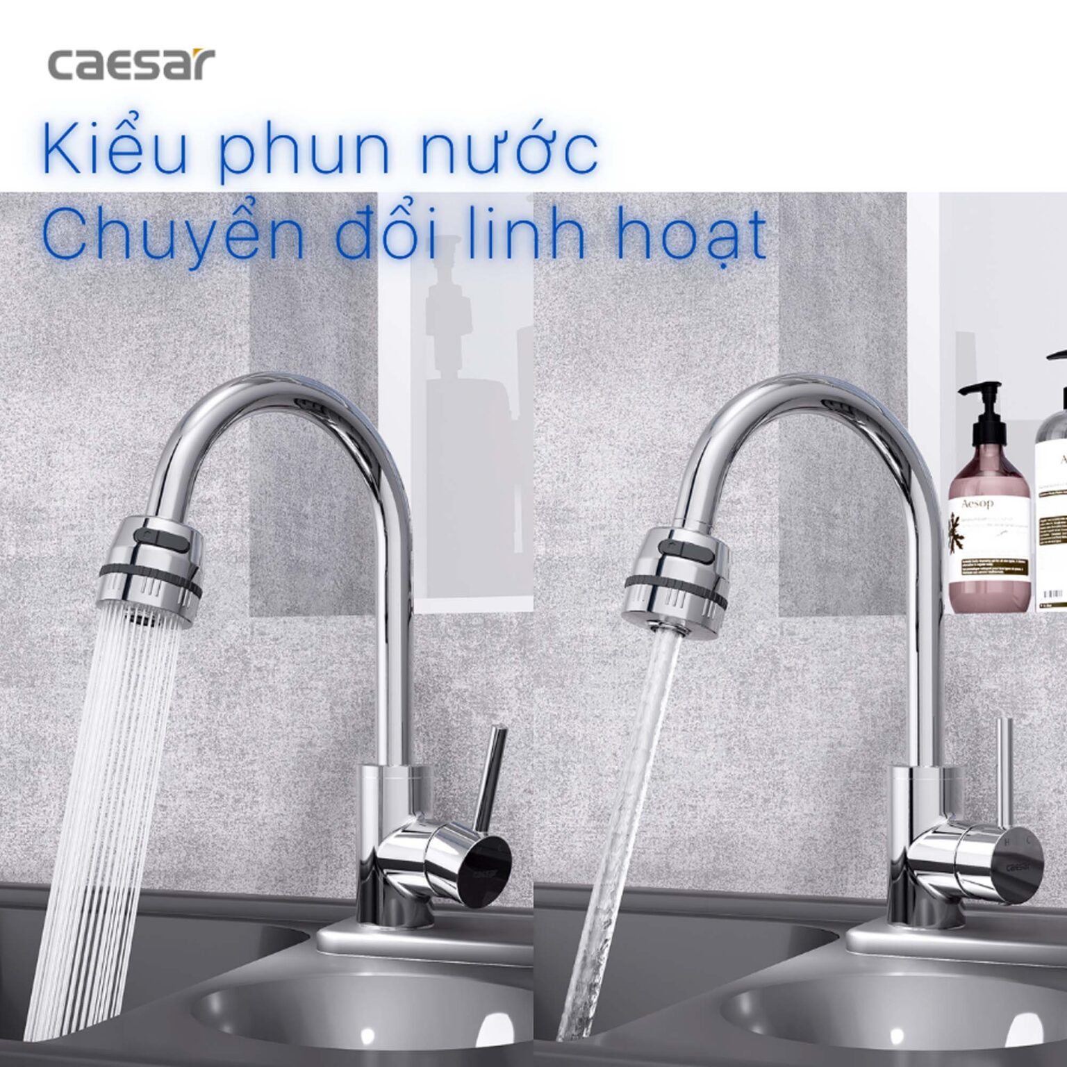 Vòi rửa bát CAESAR K695CV nóng lạnh | VUA THIẾT BỊ .COM